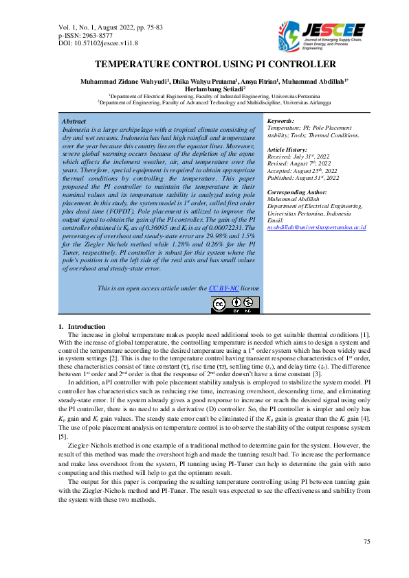 (PDF) Temperature Control using PI Controller