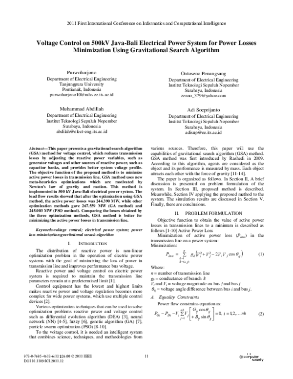 Pdf Voltage Control On 500kv Java Bali Electrical Power System For