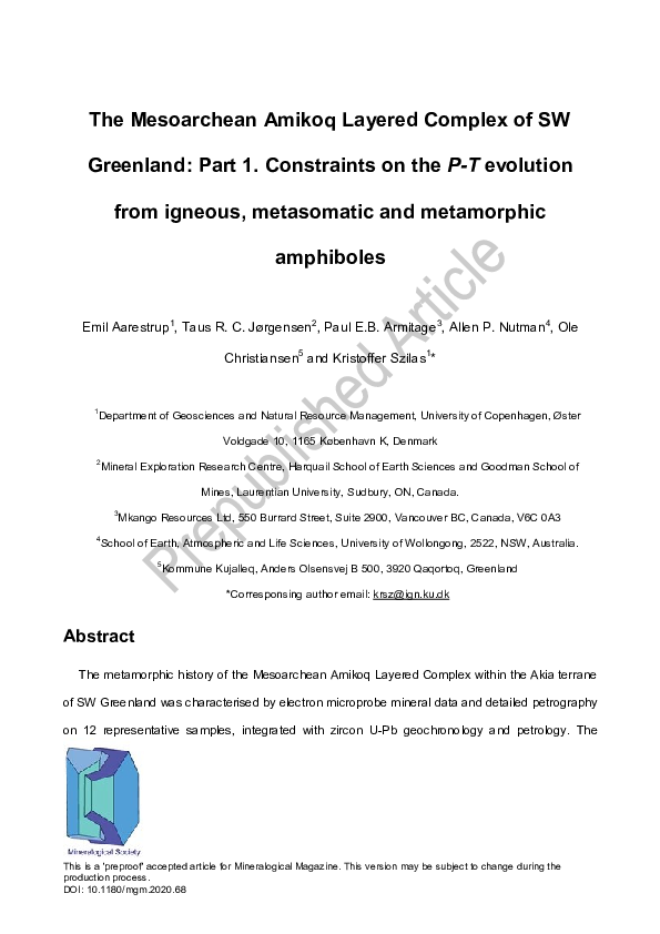 (PDF) The Mesoarchean Amikoq Layered Complex of SW Greenland: Part 1 ...