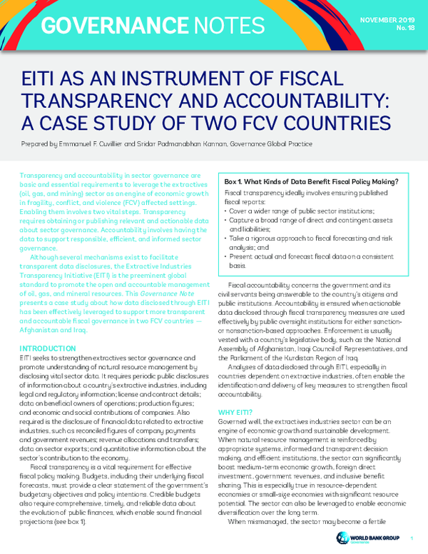 (PDF) EITI as an Instrument of Fiscal Transparency and Accountability: A Case Study of Two FCV ...