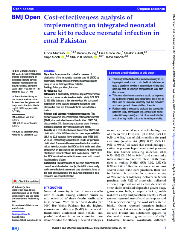 (PDF) Cost-effectiveness analysis of implementing an integrated ...