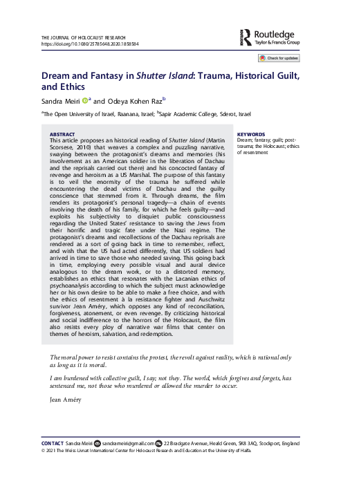 (PDF) Dream and Fantasy in Shutter Island: Trauma, Historical Guilt ...