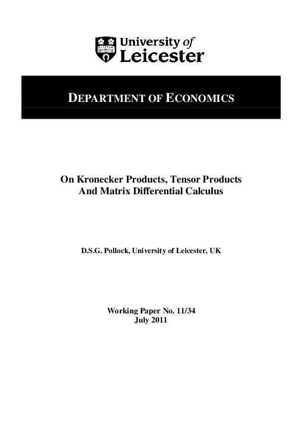 (PDF) On Kronecker products, tensor products and matrix differential ...