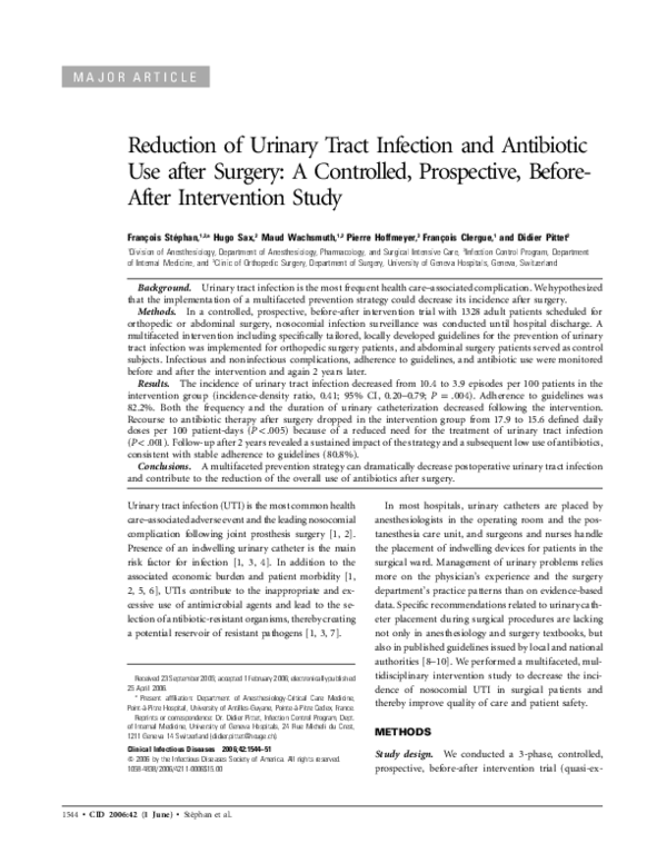 (PDF) Reduction of Urinary Tract Infection and Antibiotic Use after ...