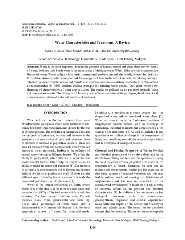 (PDF) Selecting The Best Portable Water Treatment For Disinfection ...