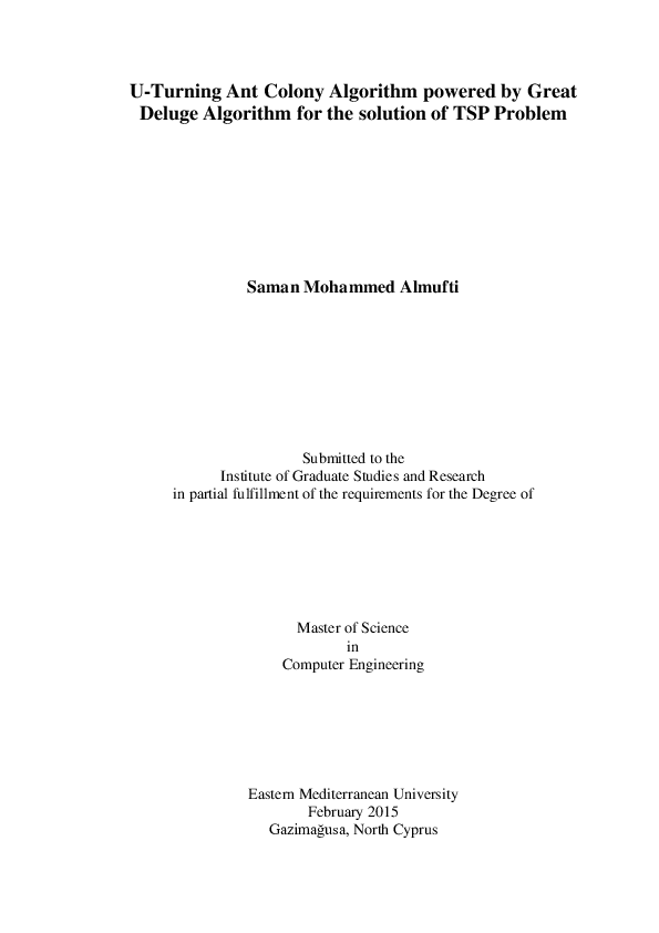 Pdf U Turning Ant Colony Algorithm Powered By Great Deluge Algorithm For The Solution Of Tsp