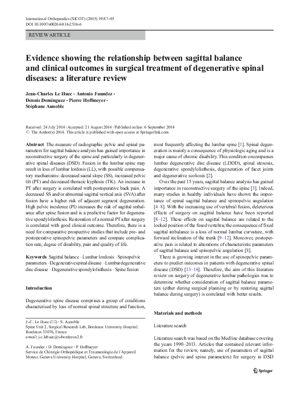 (PDF) Evidence showing the relationship between sagittal balance and ...