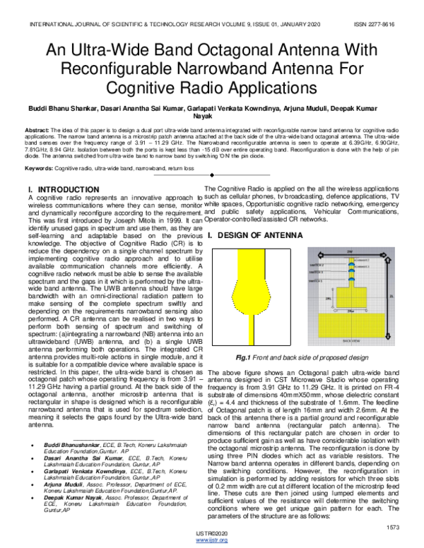(PDF) An Ultra-Wide Band Octagonal Antenna With Reconfigurable ...