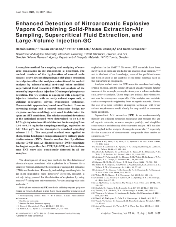 (PDF) Enhanced Detection of Nitroaromatic Explosive Vapors Combining ...