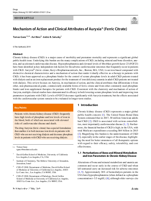 (PDF) Mechanism of Action and Clinical Attributes of Auryxia® (Ferric ...