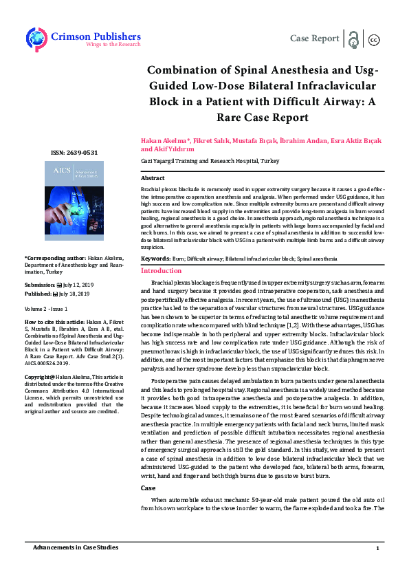 (PDF) Combination of Spinal Anesthesia and Usg-Guided Low-Dose ...