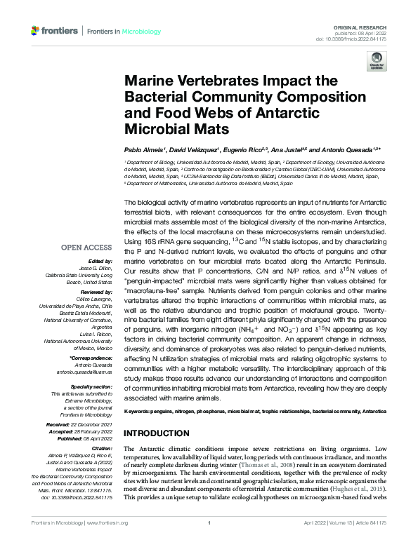 (PDF) Marine Vertebrates Impact the Bacterial Community Composition and ...