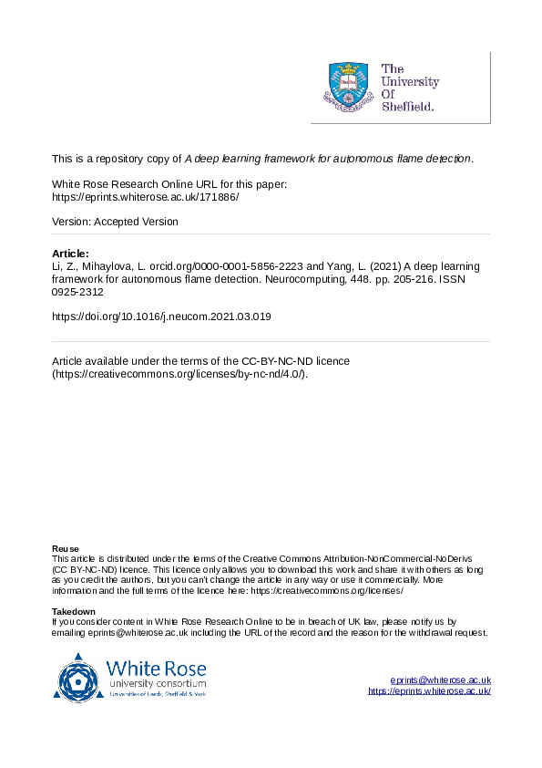Pdf A Deep Learning Framework For Autonomous Flame Detection