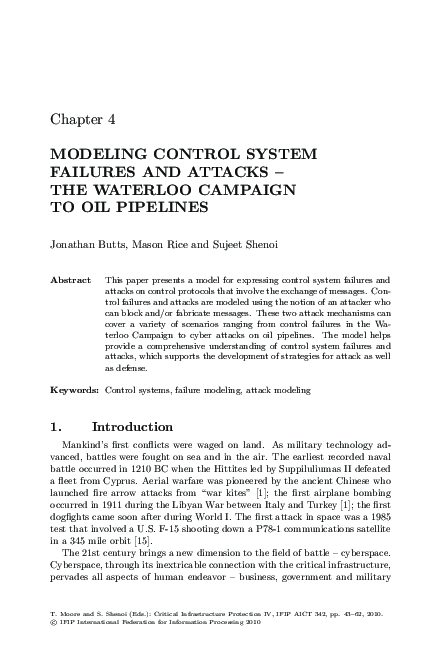 (PDF) Modeling Control System Failures and Attacks – The Waterloo ...