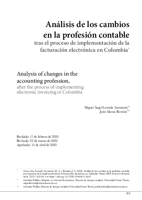 (PDF) Análisis de los cambios en la profesión contable, tras el proceso de la implementación de ...