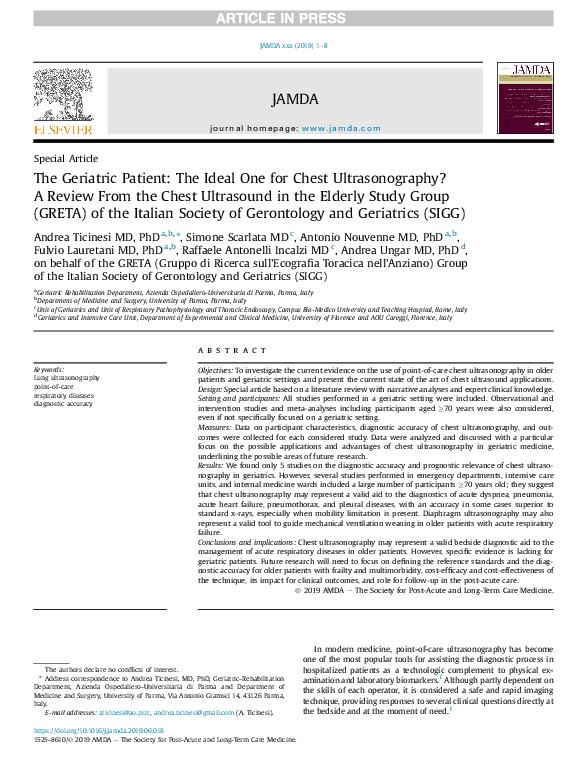 (PDF) The Geriatric Patient: The Ideal One for Chest Ultrasonography? A ...