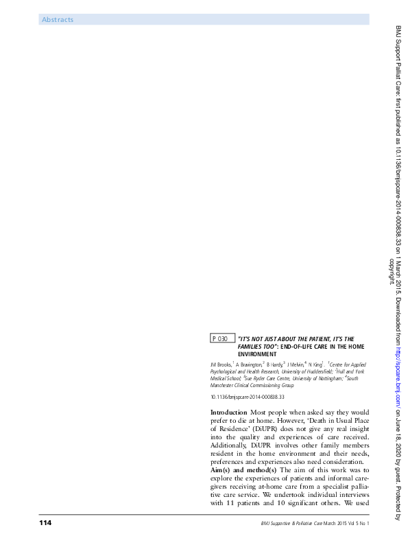 (PDF) It'S not just about the patient, it's the families too": end-of ...