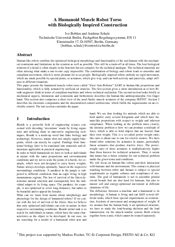 (PDF) A Humanoid Muscle Robot Torso with Biologically Inspired Construction