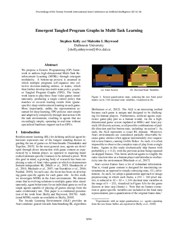 (PDF) Emergent Tangled Program Graphs in Multi-Task Learning