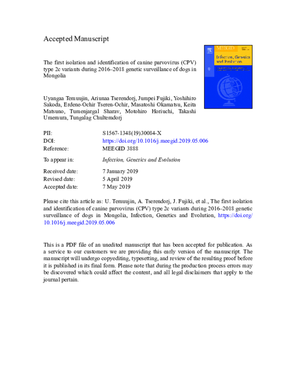 (PDF) The first isolation and identification of canine parvovirus (CPV ...