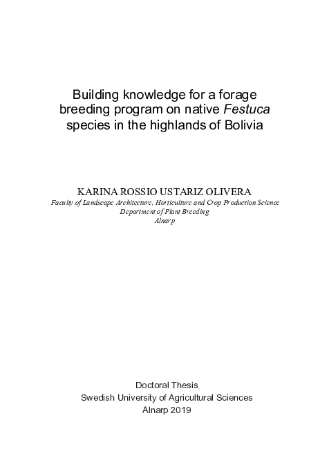 (PDF) Building knowledge for a forage breeding program on native ...