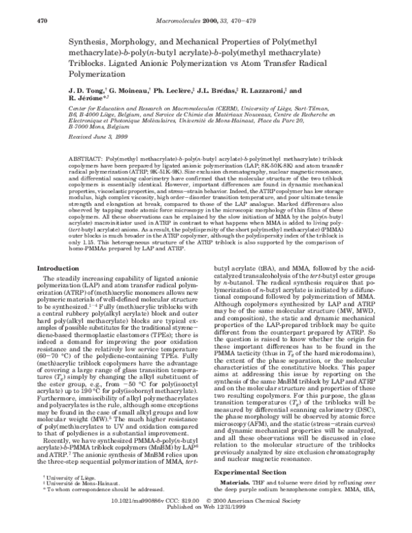 (PDF) Synthesis, Morphology, and Mechanical Properties of Poly(methyl ...