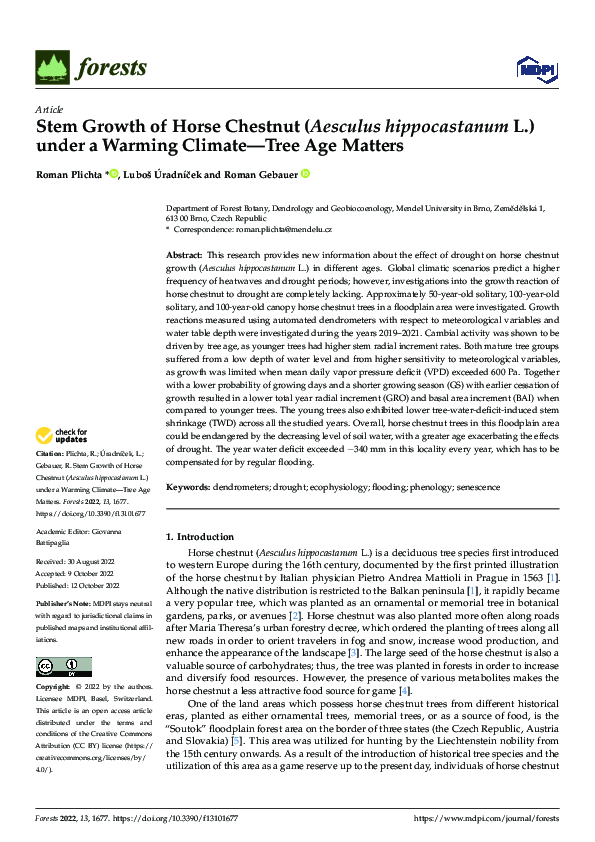 (PDF) Stem Growth of Horse Chestnut (Aesculus hippocastanum L.) under a ...