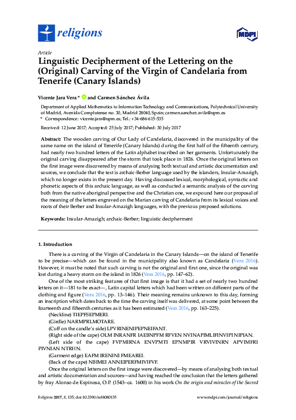 (PDF) Linguistic Decipherment of the Lettering on the (Original ...