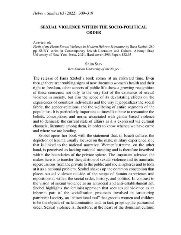 (PDF) SEXUAL VIOLENCE WITHIN THE SOCIO-POLITICAL ORDER