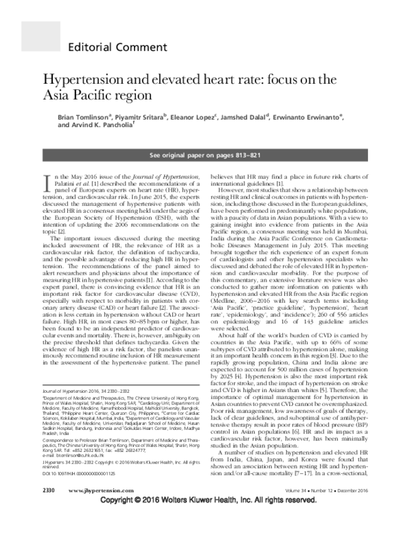 (PDF) Hypertension and elevated heart rate