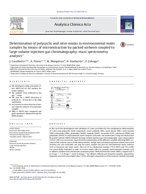 (PDF) Determination of polycyclic and nitro musks in environmental ...