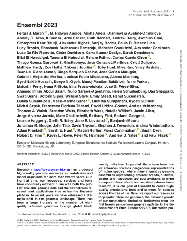 (PDF) Ensembl 2023