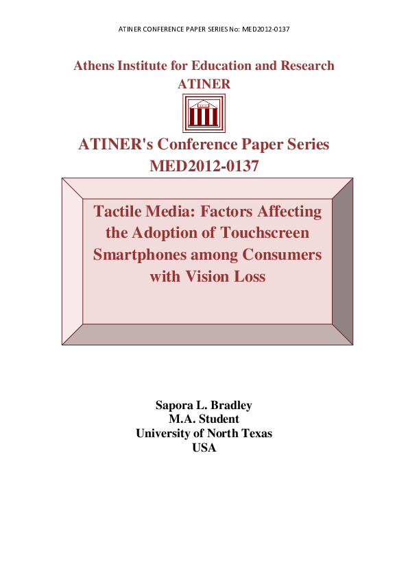 (PDF) Tactile Media: Factors Affecting the Adoption of Touchscreen ...
