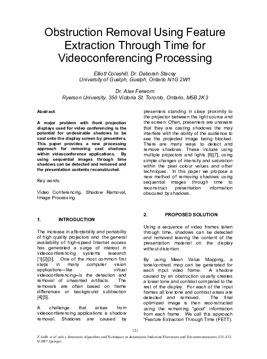 (PDF) Obstruction Removal Using Feature Extraction Through Time for ...