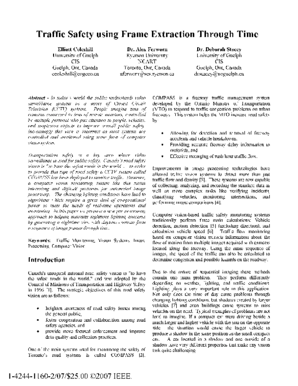 (PDF) Traffic Safety using Frame Extraction Through Time