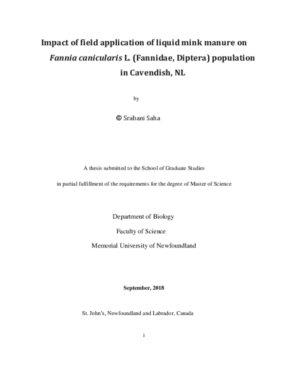 (PDF) Impact of field application of liquid mink manure on Fannia ...
