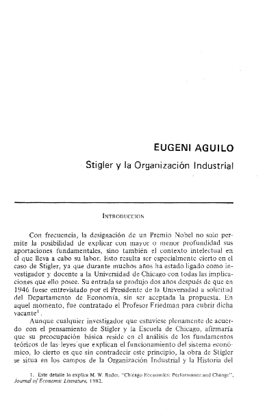 (PDF) Stigler y la Organización Industrial
