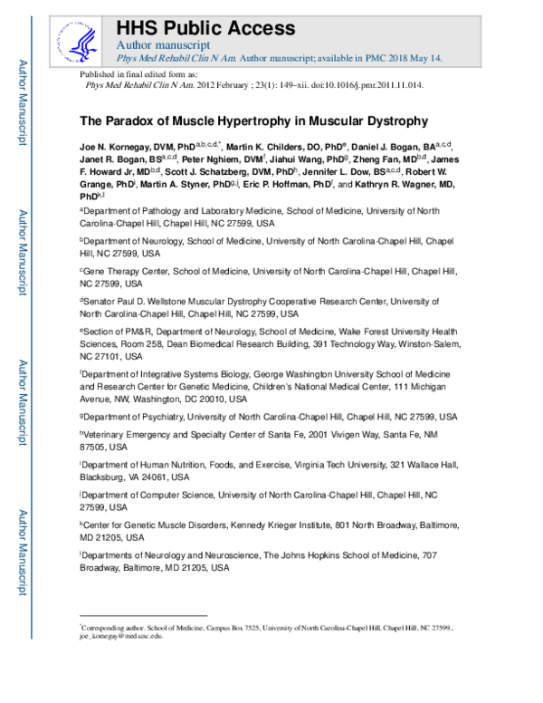 (PDF) The Paradox of Muscle Hypertrophy in Muscular Dystrophy | Joe ...