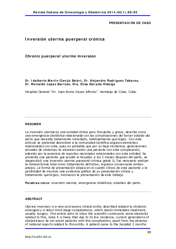 (PDF) Inversión uterina puerperal crónica
