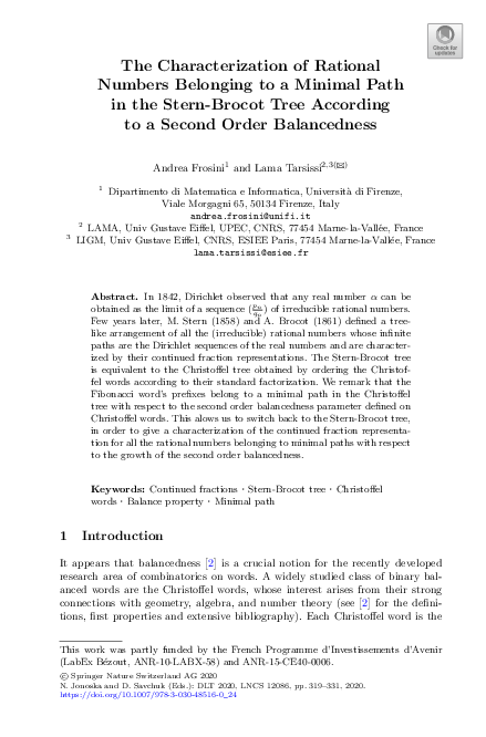 (PDF) The Characterization of Rational Numbers Belonging to a Minimal ...