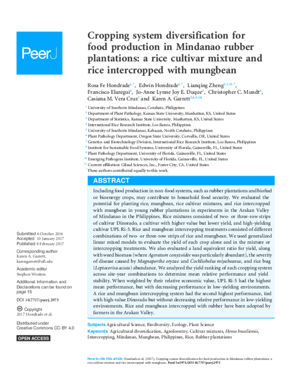 (PDF) Cropping system diversification for food production in Mindanao ...