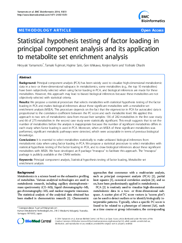 (PDF) Statistical hypothesis testing of factor loading in principal ...