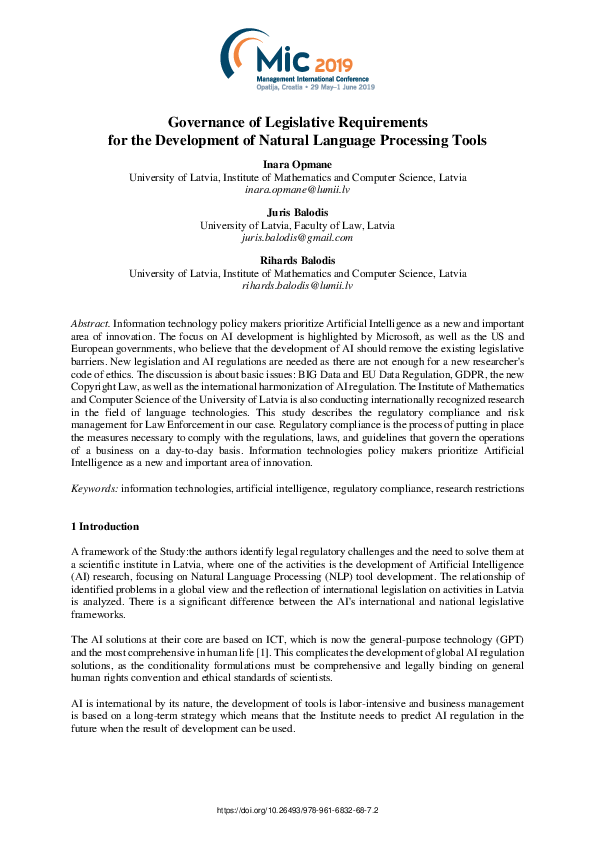 (PDF) Governance of Legislative Requirements for the Development of ...