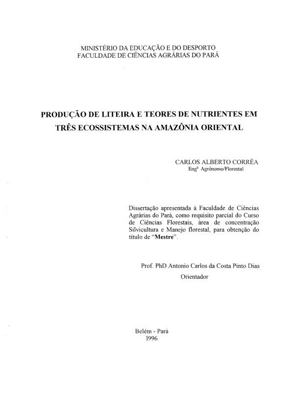 (PDF) PRODUÇÃO DE LITEIRA E TEORES DE NUTRIENTES EM TRÊS ECOSSISTEMAS ...