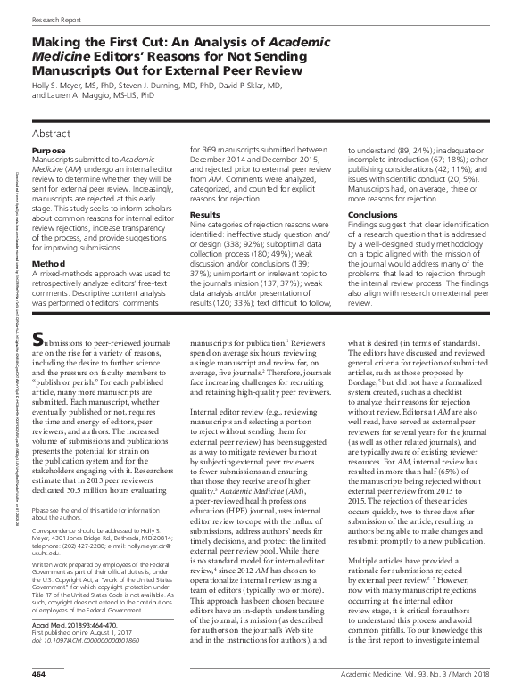 (PDF) Making the First Cut