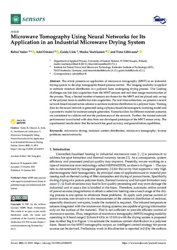(PDF) Microwave Tomography Using Neural Networks for Its Application in an Industrial Microwave ...