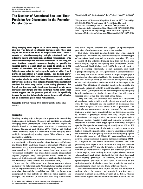 (PDF) The Number of Attentional Foci and Their Precision Are Dissociated in the Posterior ...