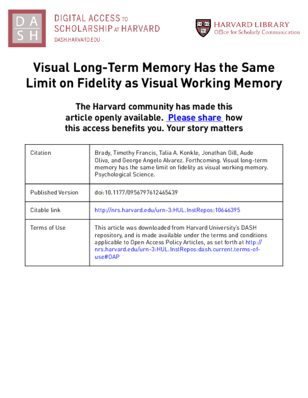(PDF) Visual Long-Term Memory Has the Same Limit on Fidelity as Visual ...