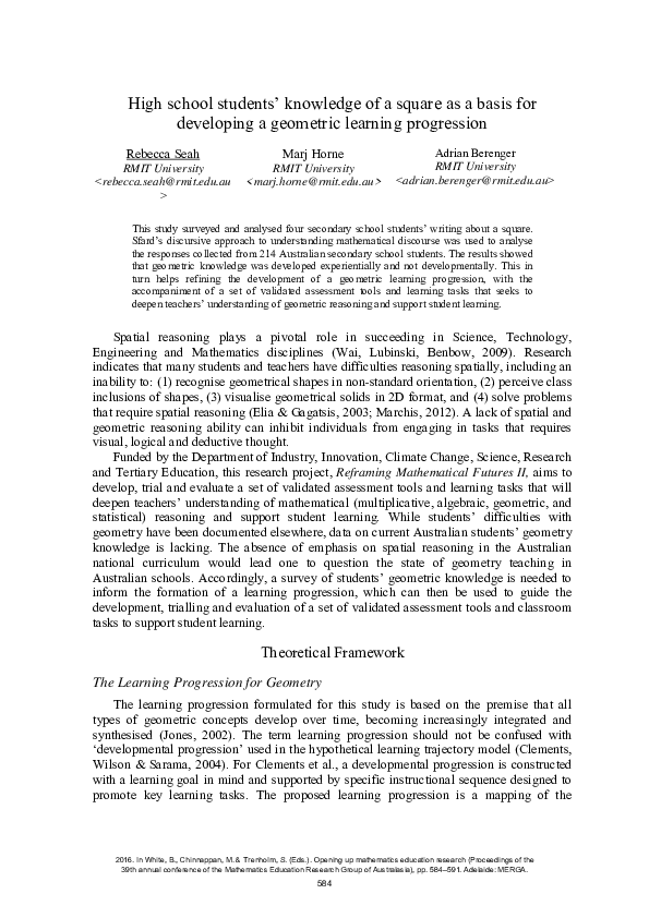 (PDF) High school students' knowledge of a square as a basis for ...