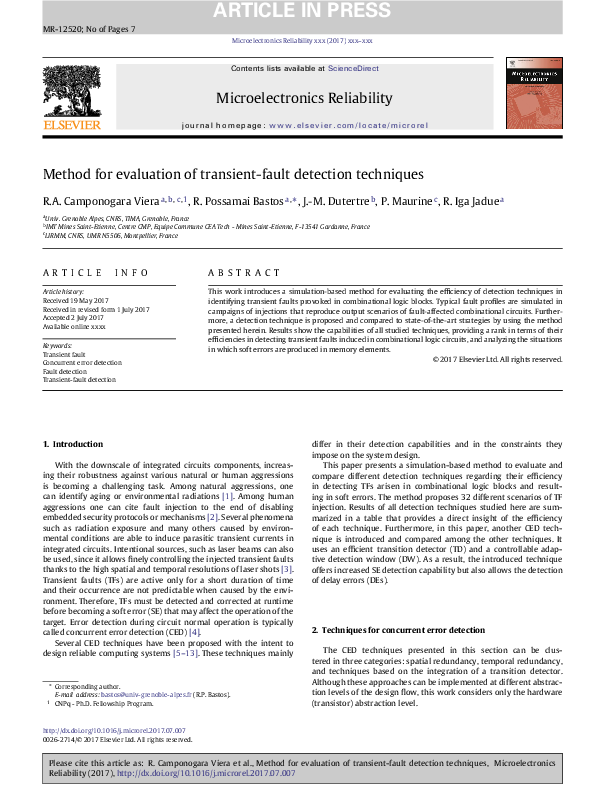 Pdf Method For Evaluation Of Transient Fault Detection Techniques